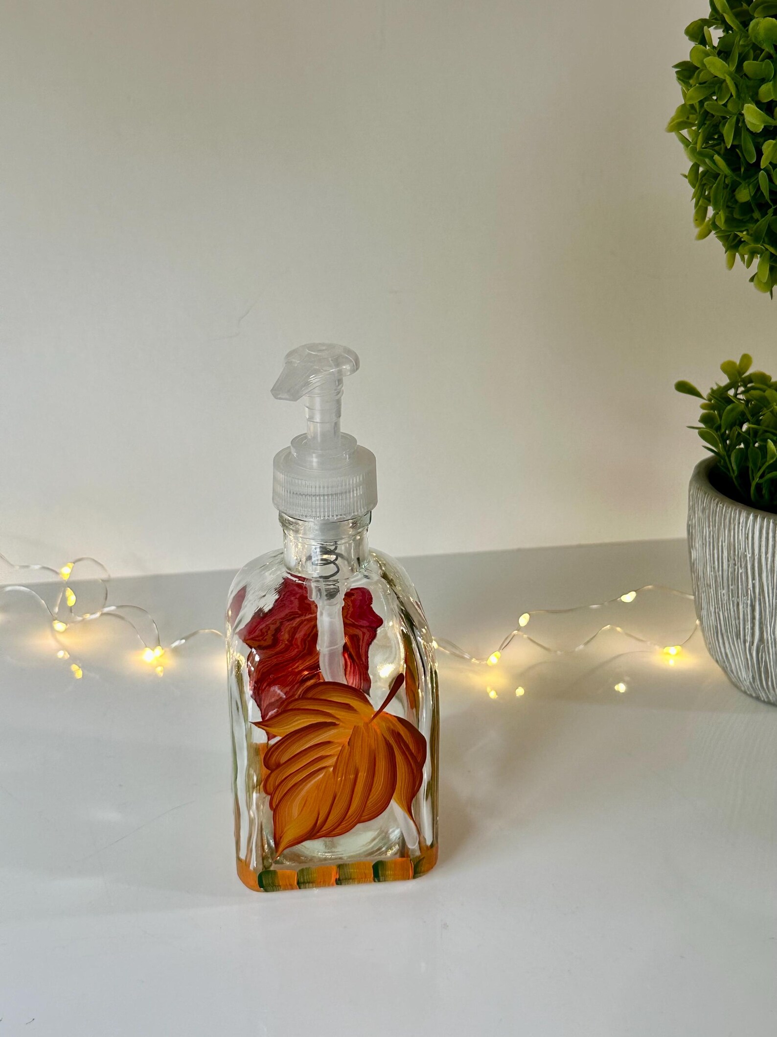 Pumpkins Liquid Soap Dispenser, Painted Glass Dish Soap Dispenser ...