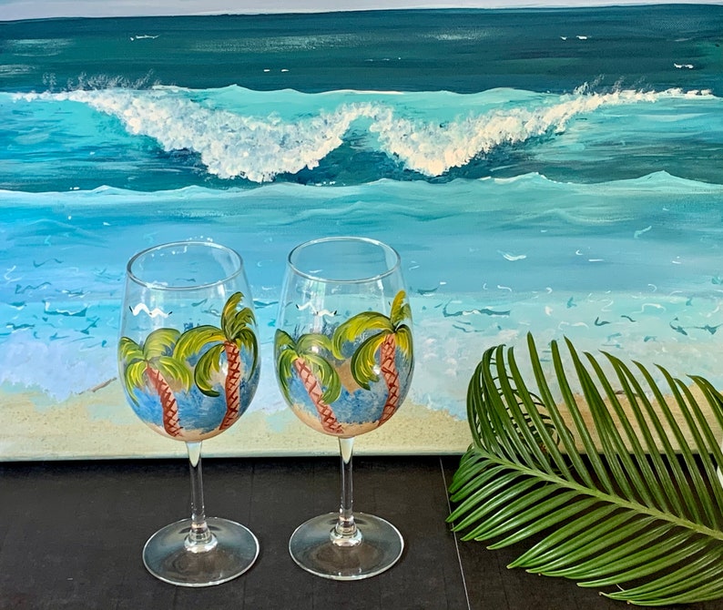 Hand Painted Glass Pitcher Set Ocean Scene Tropical Pitcher - Etsy