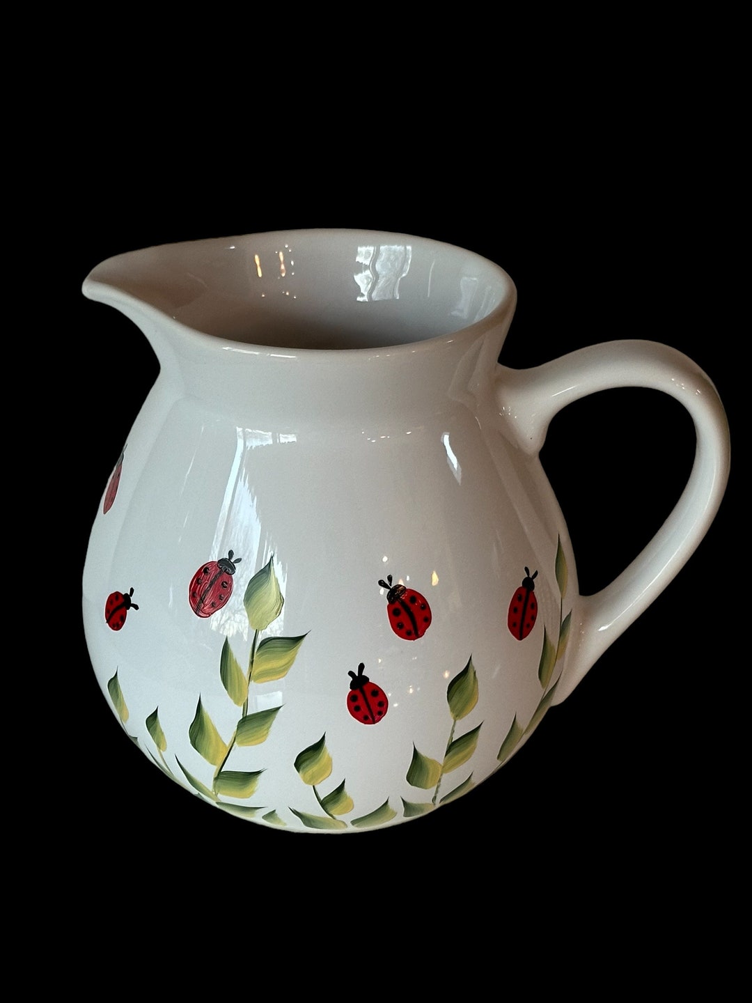 Painted Ceramic Pitcher Ladybugs Social Worker Gift, 50th Birthday Gift ...