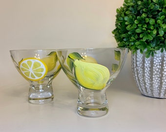 One Painted Martini Glass, Lemons Cocktail Glass, Limoncello Martini ...