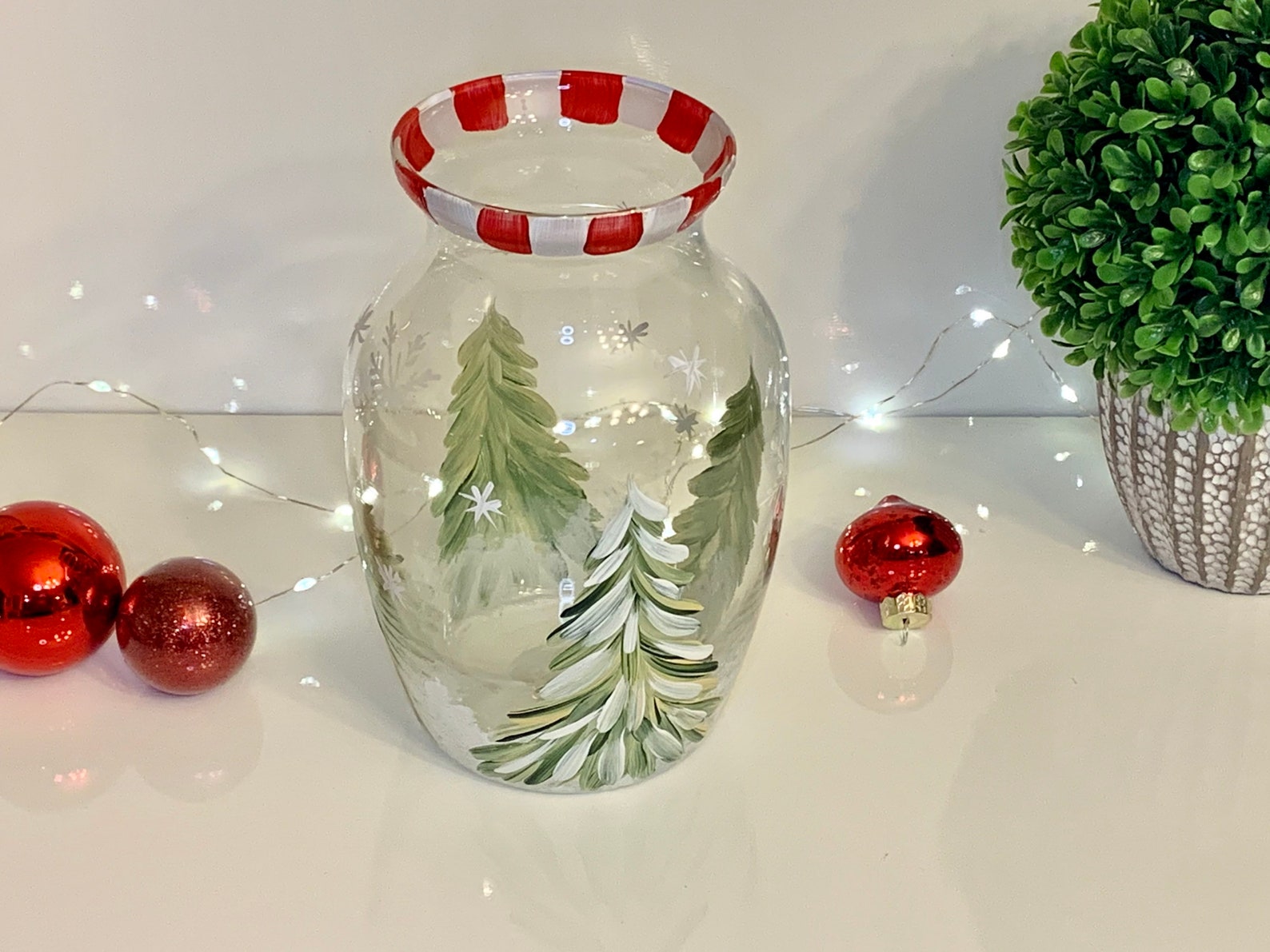 Painted Winter Vase Whimsical Christmas Painted Holiday Vase - Etsy