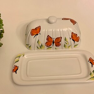 Painted Butter Dish With Monarch Butterflies, Ceramic Butter Dish ...