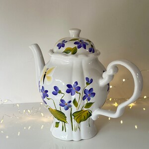 Painted Violets Ceramic Teapot Wedding Gift, Violets Butterfly Lover ...