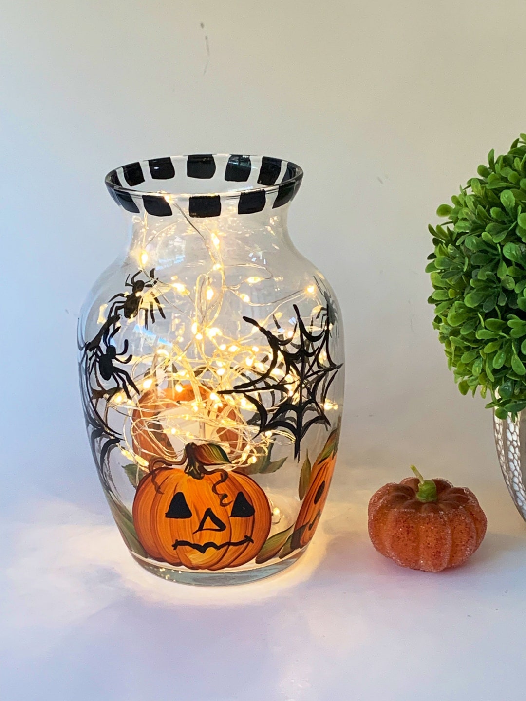 Painted Halloween Vase Spiders Autumn Table Decor Halloween - Etsy