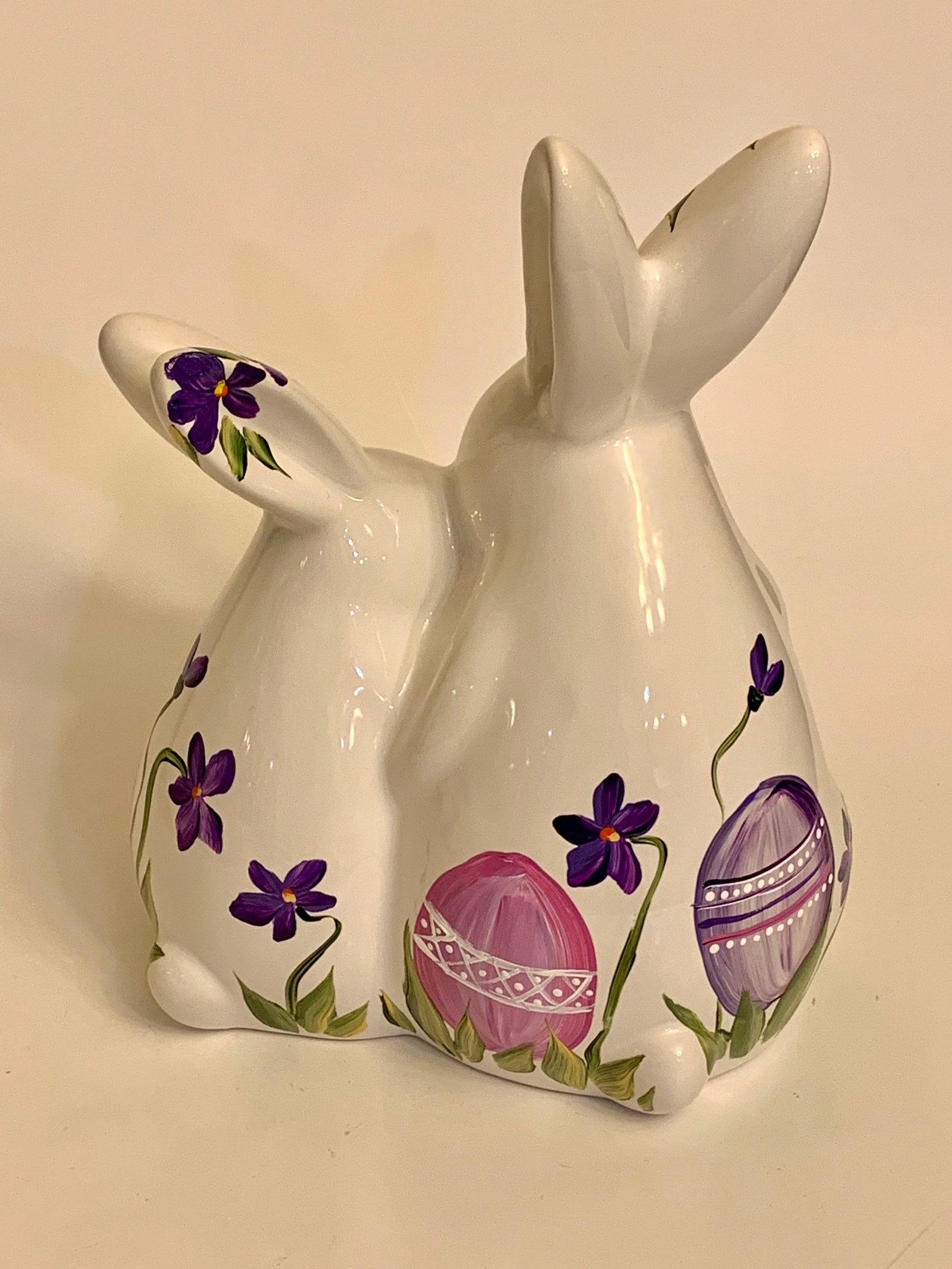 Ceramic Easter Bunny Family Hand Painted With Easter Eggs - Etsy
