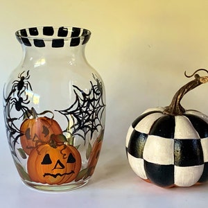 Painted Halloween Vase Spiders Autumn Table Decor, Halloween Gift ...
