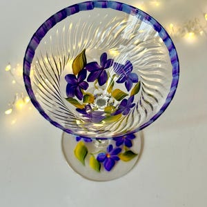 Painted Candle Holder Violets Butterflies Centerpiece, Roommate Gift ...