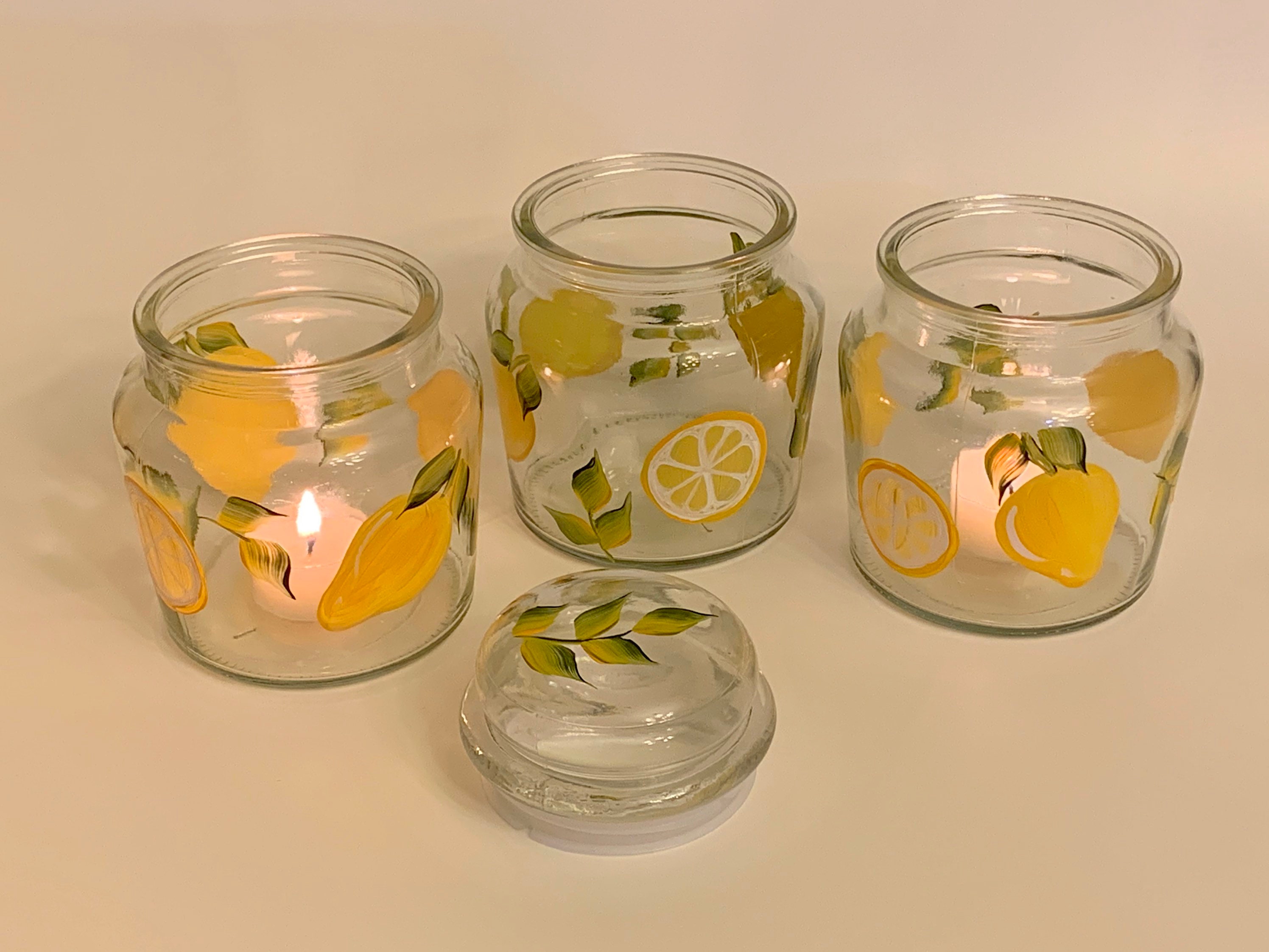 Painted lemons cookie jar sealed candy jar penny jar candle | Etsy