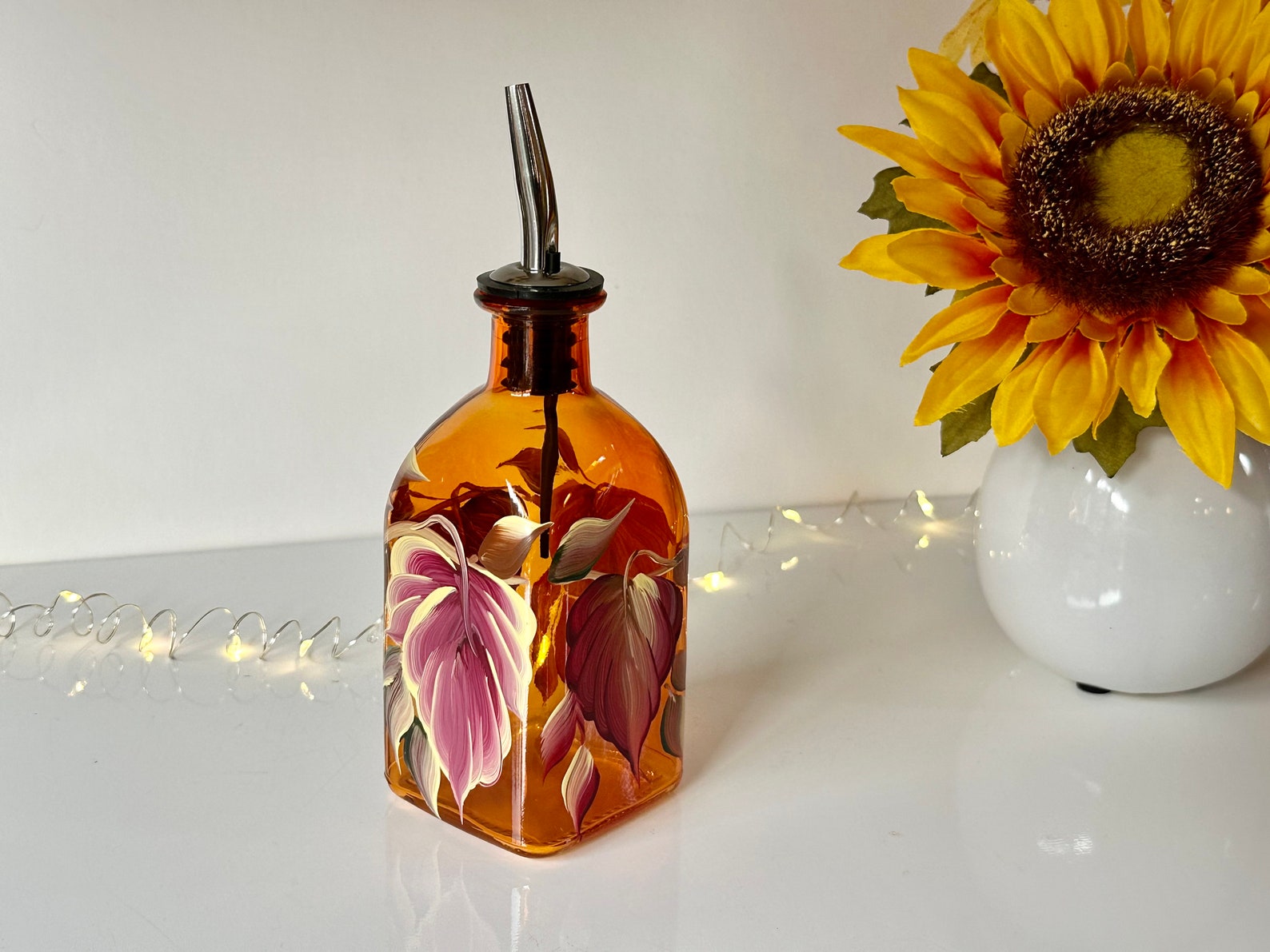 Fall Soap Dish, Fall Host Gift, Painted Orange Glass Dish Soap ...