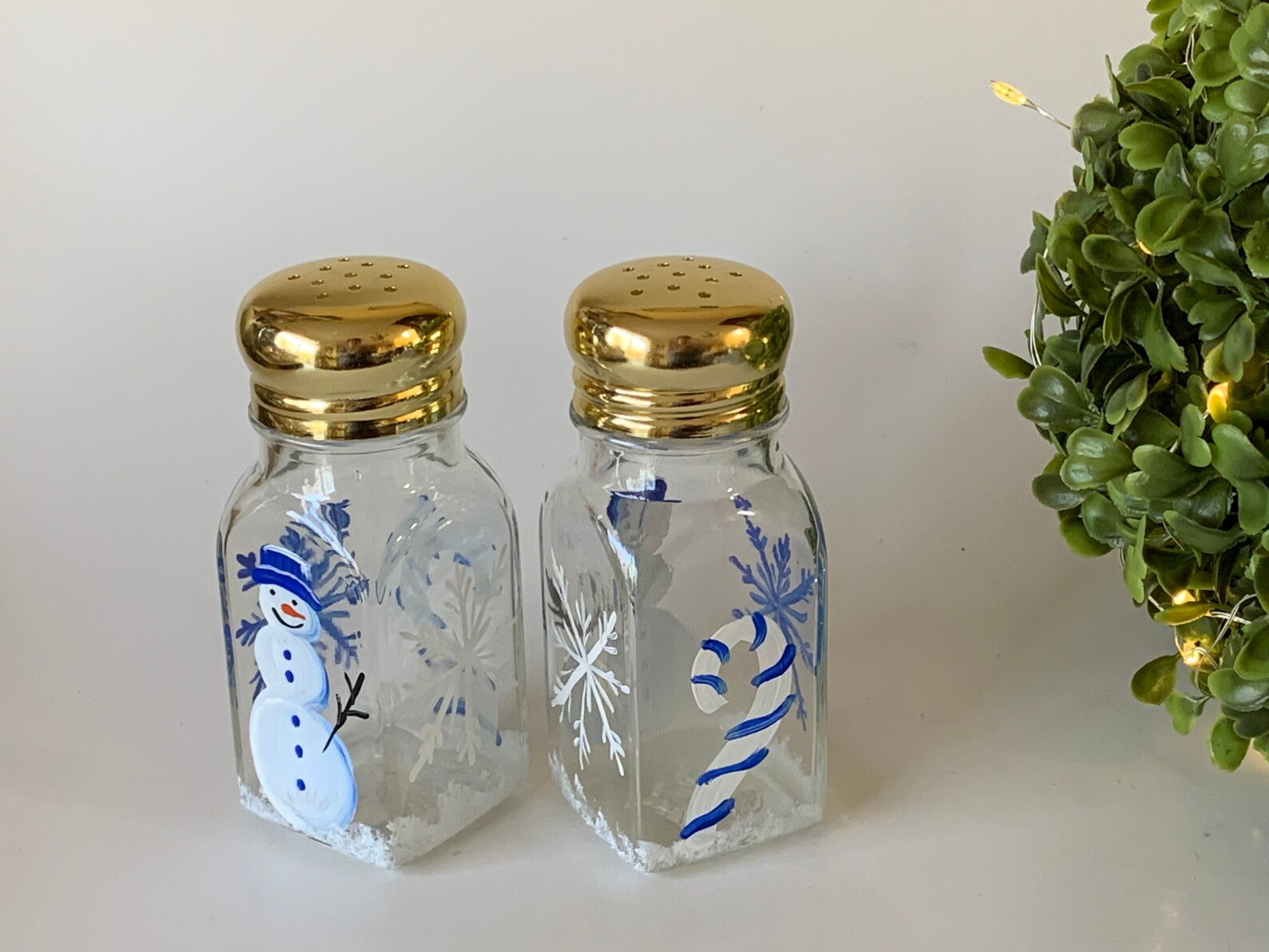 Painted Snowman Salt and Pepper Shakers Glass Winter Shakers - Etsy