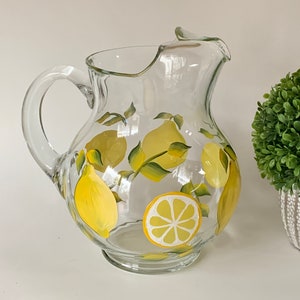 Lemonade Glass Pitcher Set , Summer Wedding Gift, Step Mom Gift ...