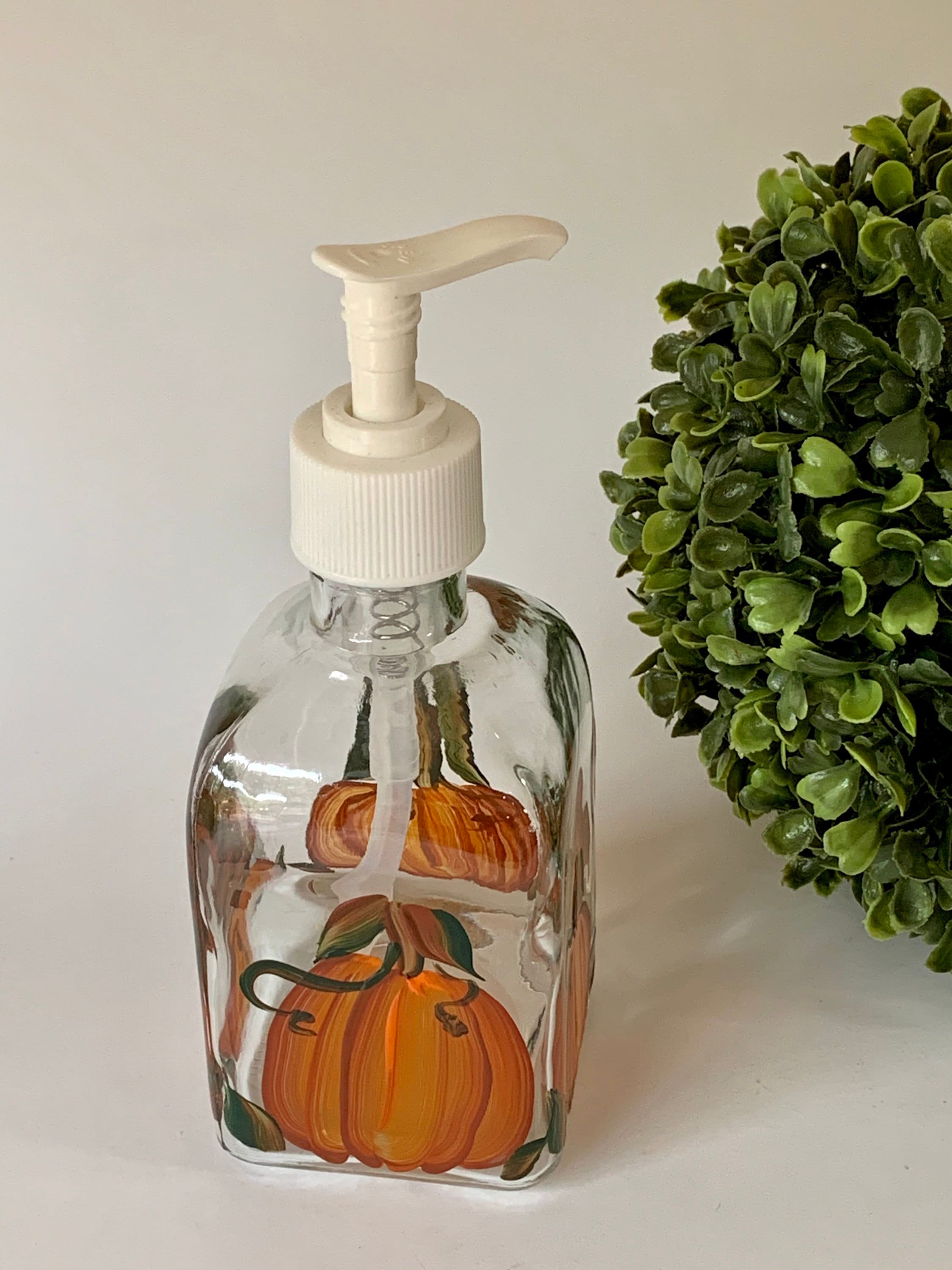 Pumpkins liquid soap dispenser painted glass dish soap | Etsy