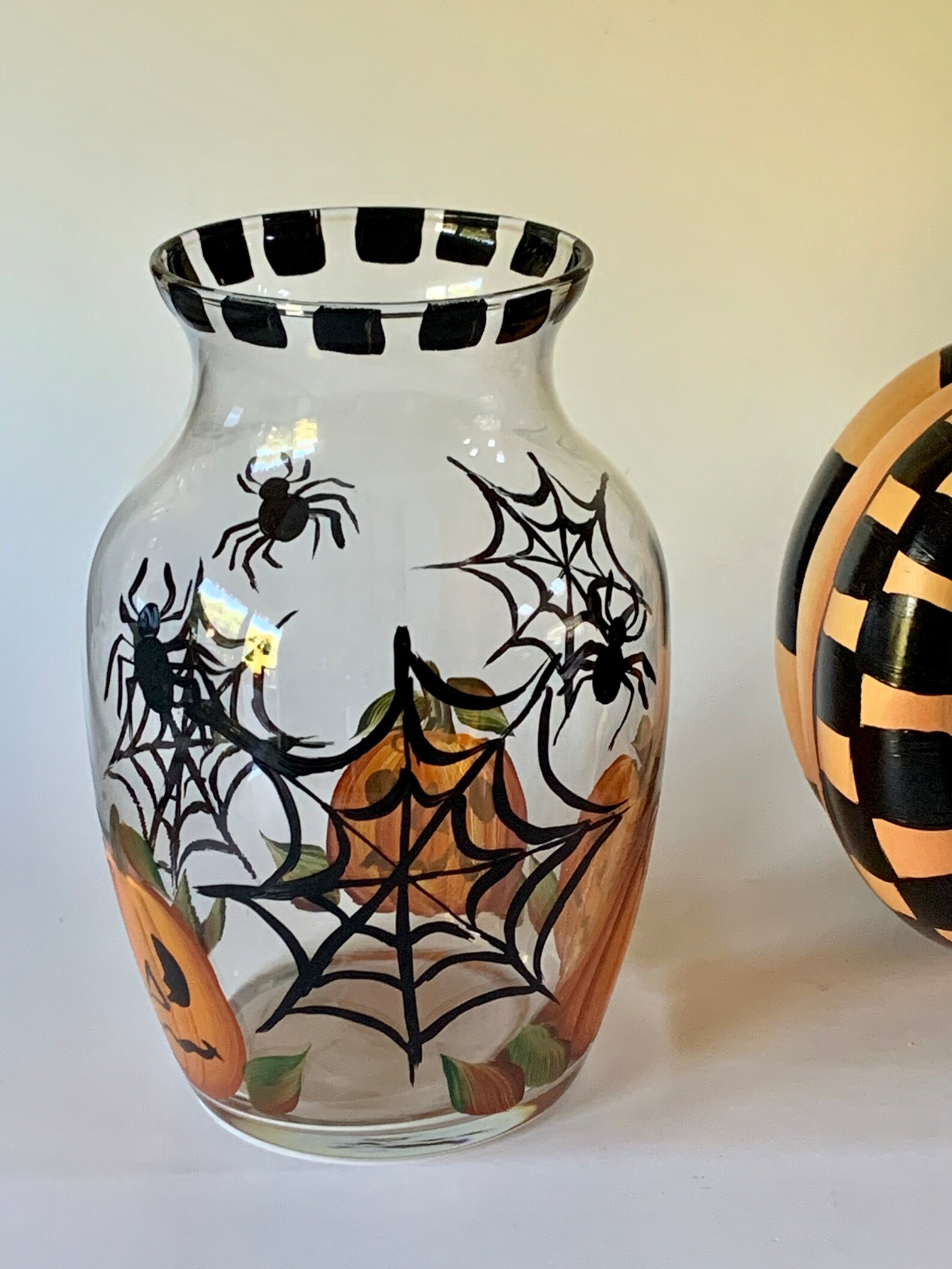 Painted Halloween Vase Spiders Autumn Table Decor Halloween - Etsy
