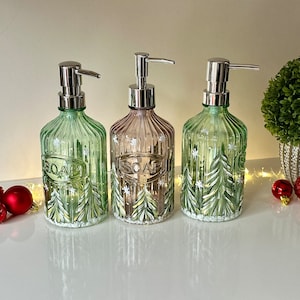 Painted Soap Dispenser Winter Trees Snowflakes Snow, Hand Lotion Bottle ...