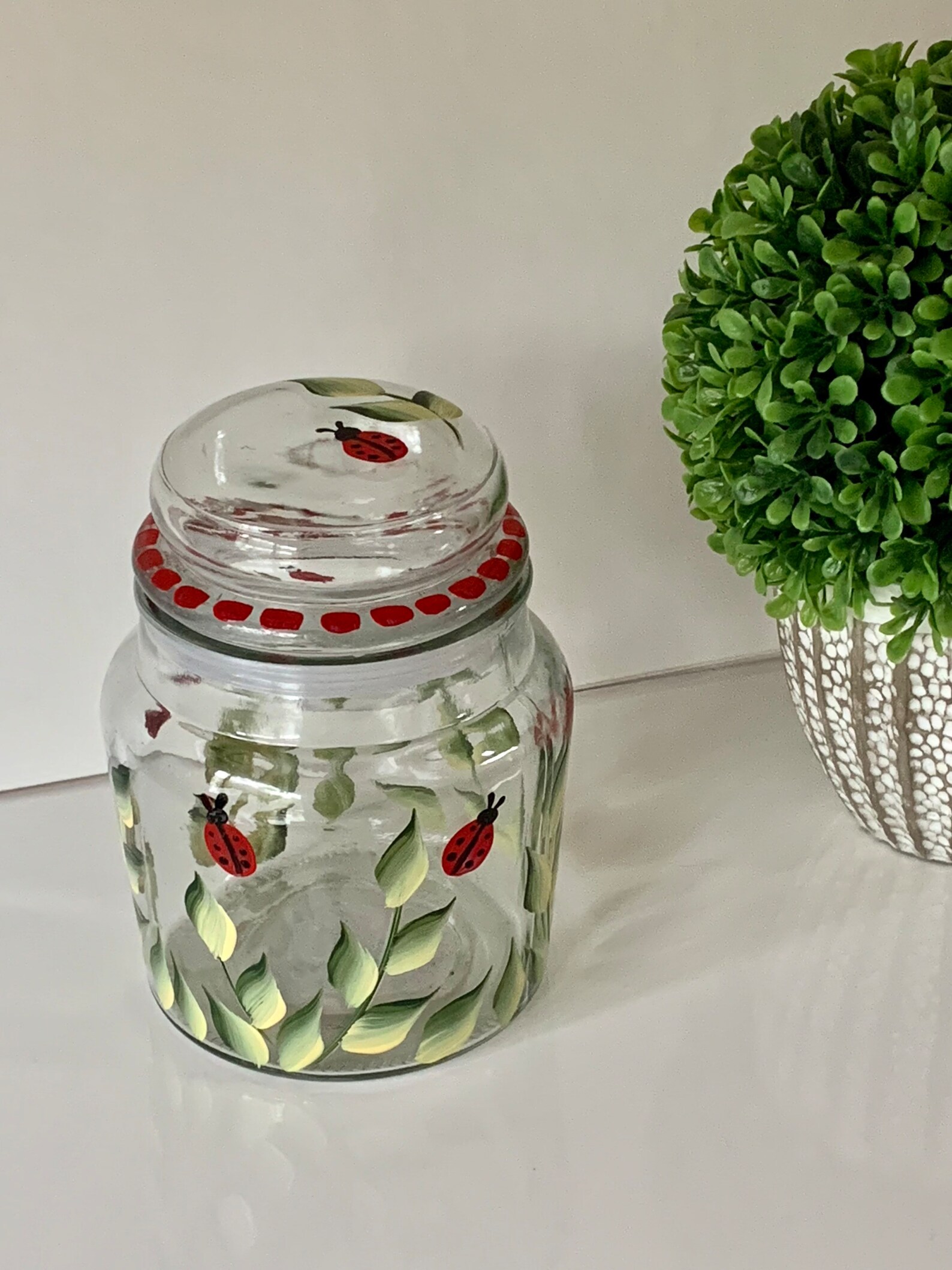 Painted Cookie or Candy Jar Ladybugs Centerpiece Candle - Etsy