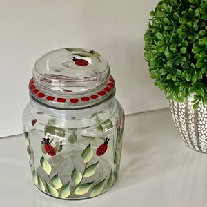 Painted Cookie or Candy Jar Ladybugs, Centerpiece Candle Holder ...