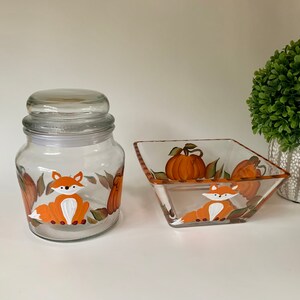 Painted Cookie Candy Jar, Cute Fox Jar, Pumpkin Candy Jar, Fall Fox ...