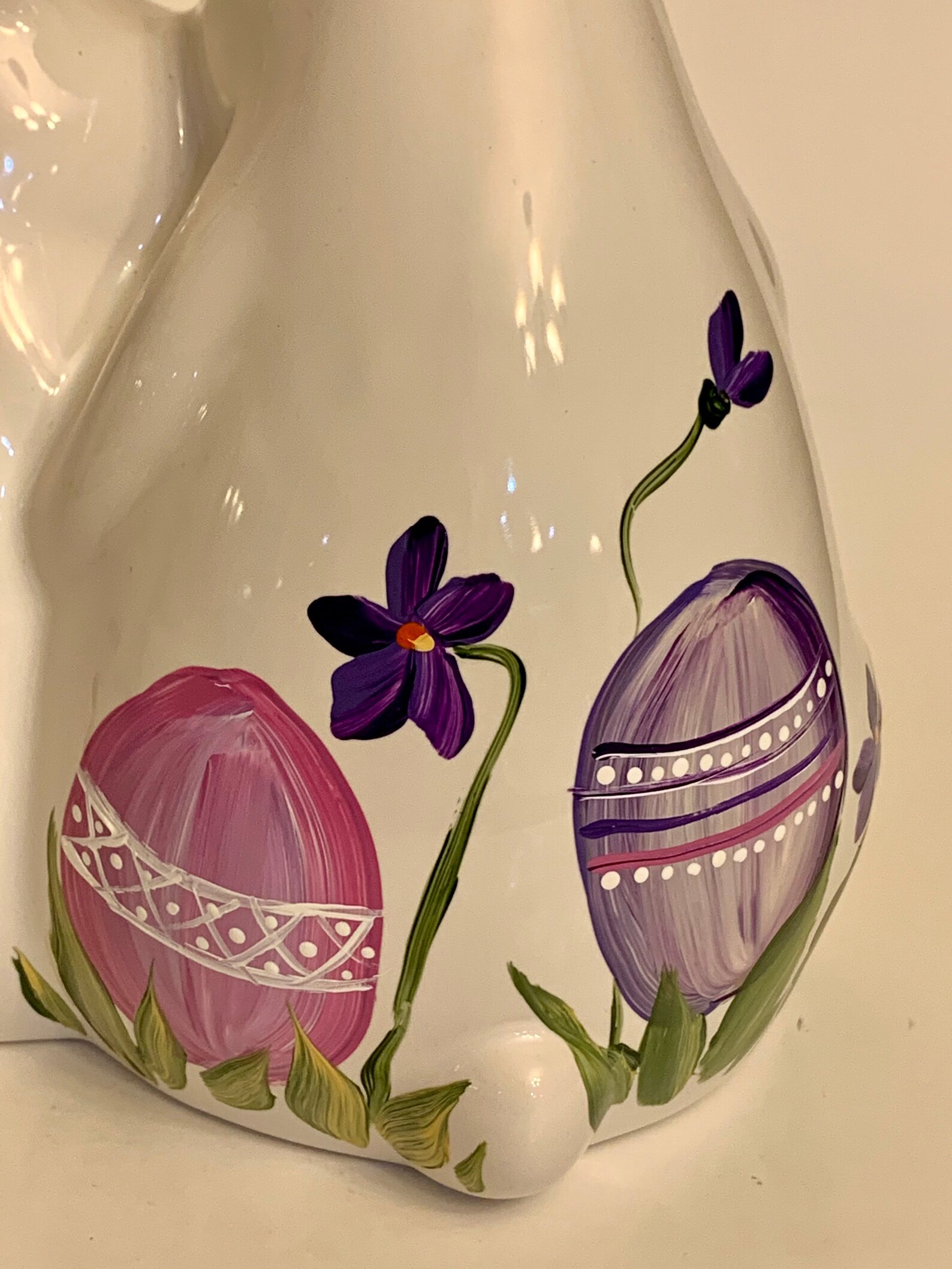 Ceramic Easter bunny family hand painted with Easter eggs | Etsy