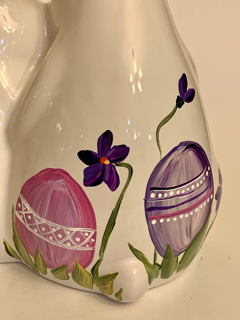 Ceramic Easter Bunny Family Hand Painted With Easter Eggs - Etsy