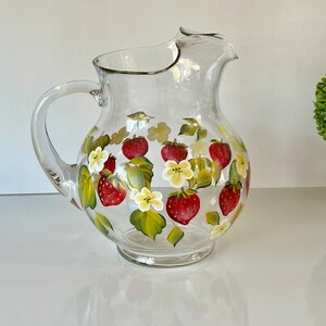 Strawberry Glass Pitcher Set Painted Stemless Wine Glasses, Step Mom ...