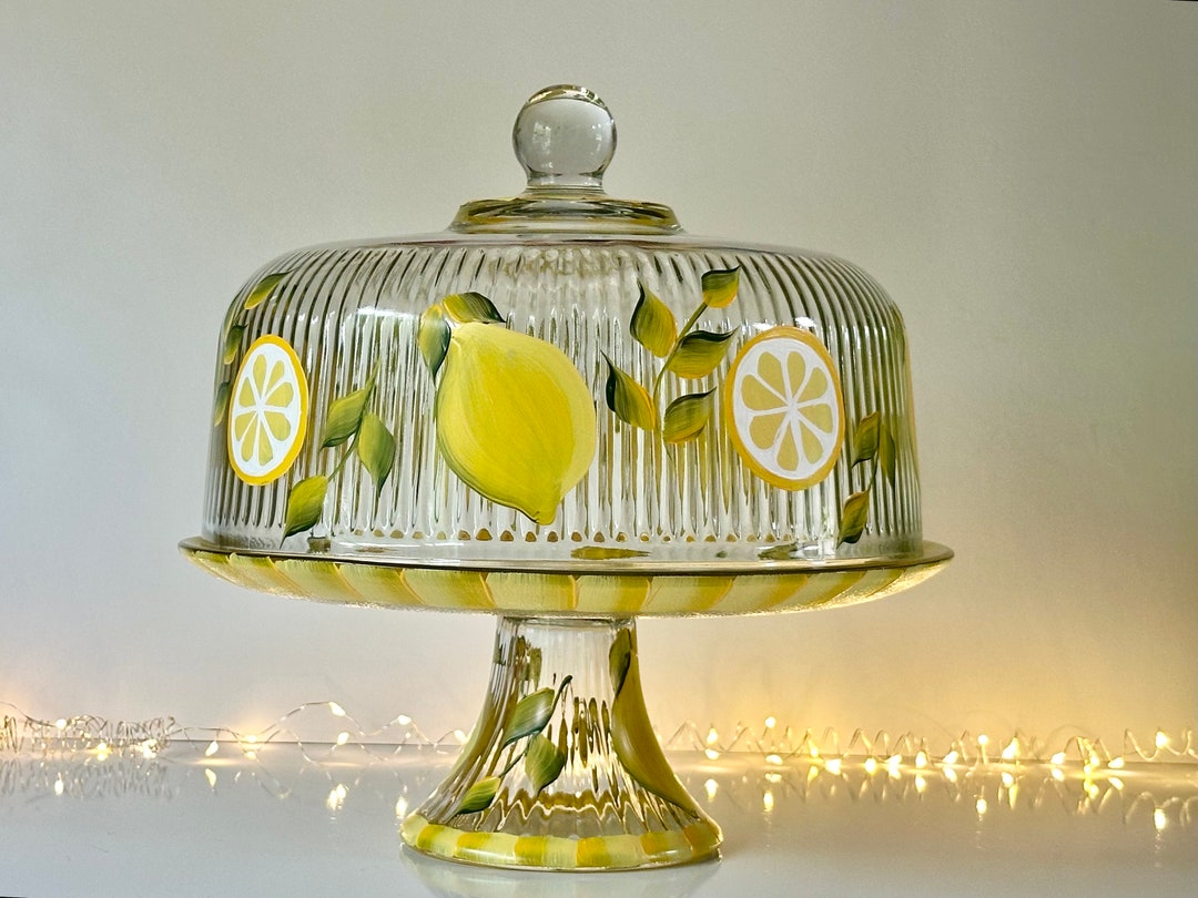 Cake Stand Dome Set Lemons, Cupcake Stand, Painted Lemons, Lemons Punch ...