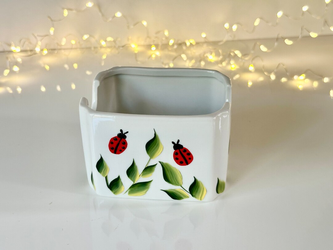 Painted Ceramic Ladybug Sweetn'low Dish, Sugar Packets Holder, Tea Bag ...