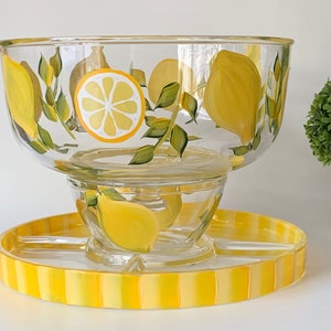 Cake Stand Dome Set Lemons Cupcake Stand Painted Lemons - Etsy