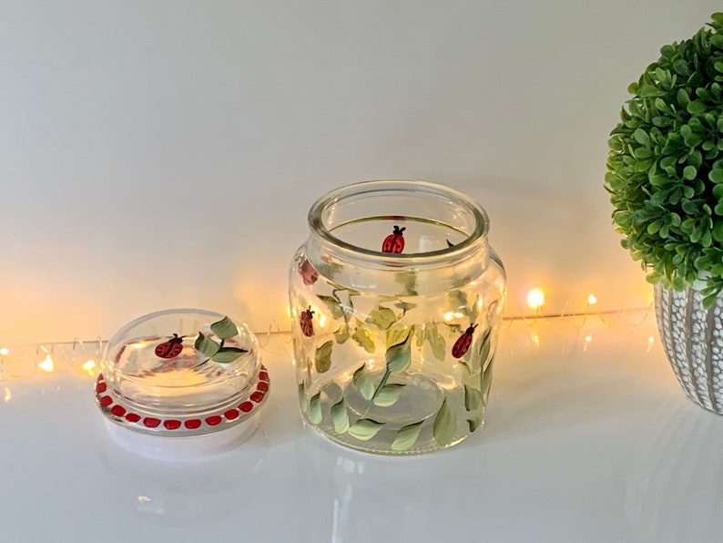 Painted Cookie or Candy Jar Ladybugs Centerpiece Candle - Etsy
