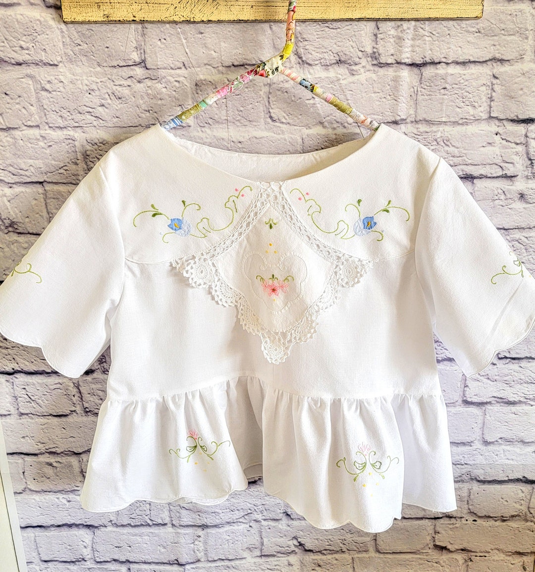 Women M/L. Reworked Blouse Made From an Upcycled Vintage Cotton ...