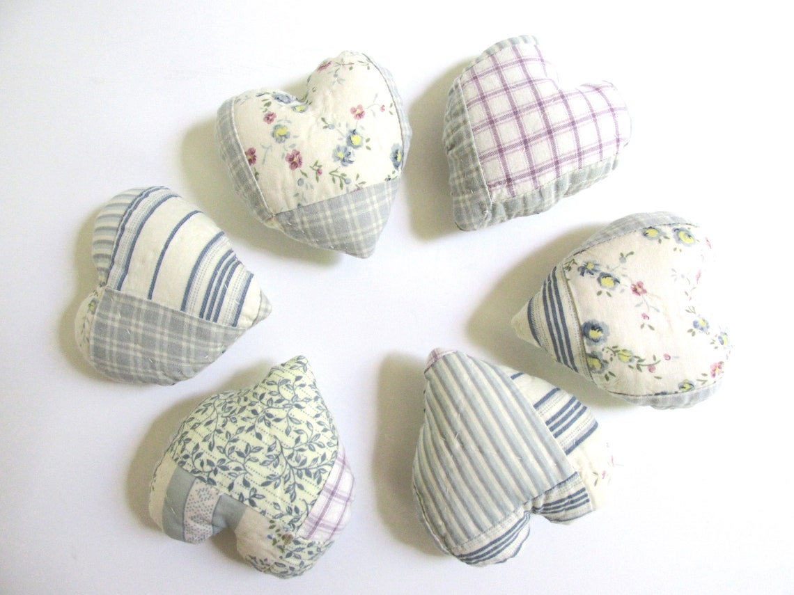 Set of 6 Stuffed Heart Bowl Fillers Made From a Old Patchwork - Etsy