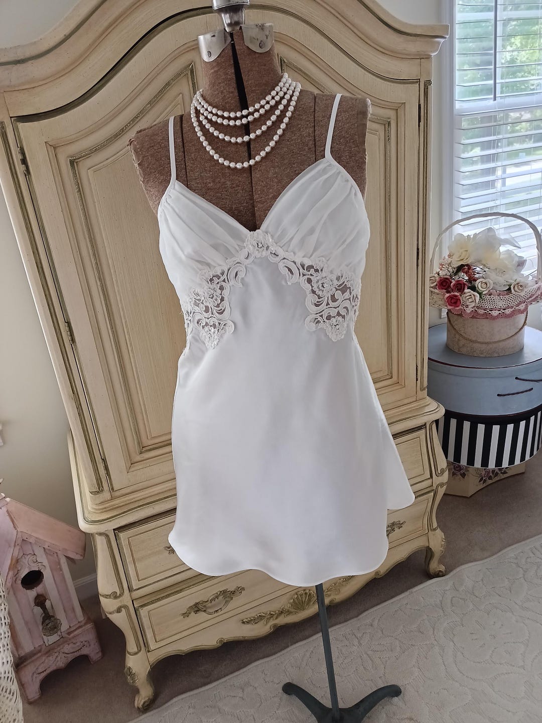 Vintage 90s "victoria Secret" Crisp White Chemise! - Etsy