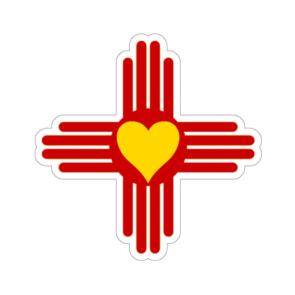New Mexico Zia Symbol With Heart Decal, New Mexico Sticker, New Mexico ...