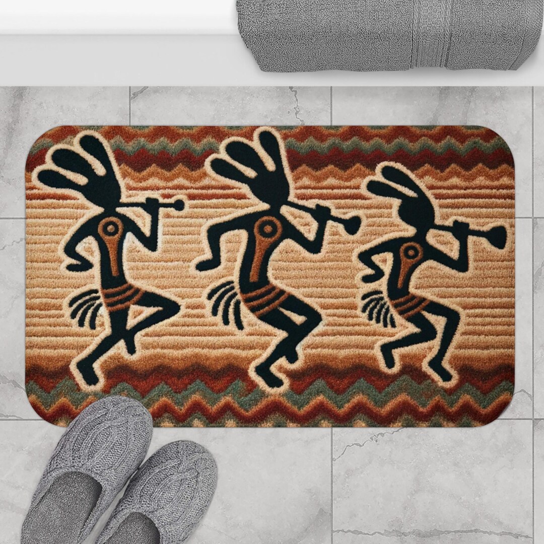 Dancing Kokopellis Bath Mat | Kokopelli Bathroom Rug | New Mexico Gift ...