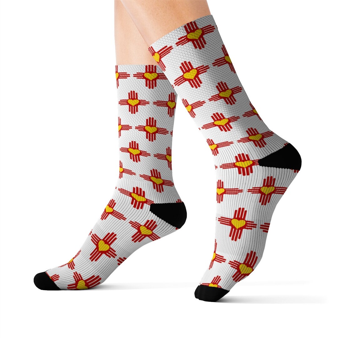 New Mexico Zia Symbol Heart Socks | New Mexico Socks | Santa Fe Socks ...