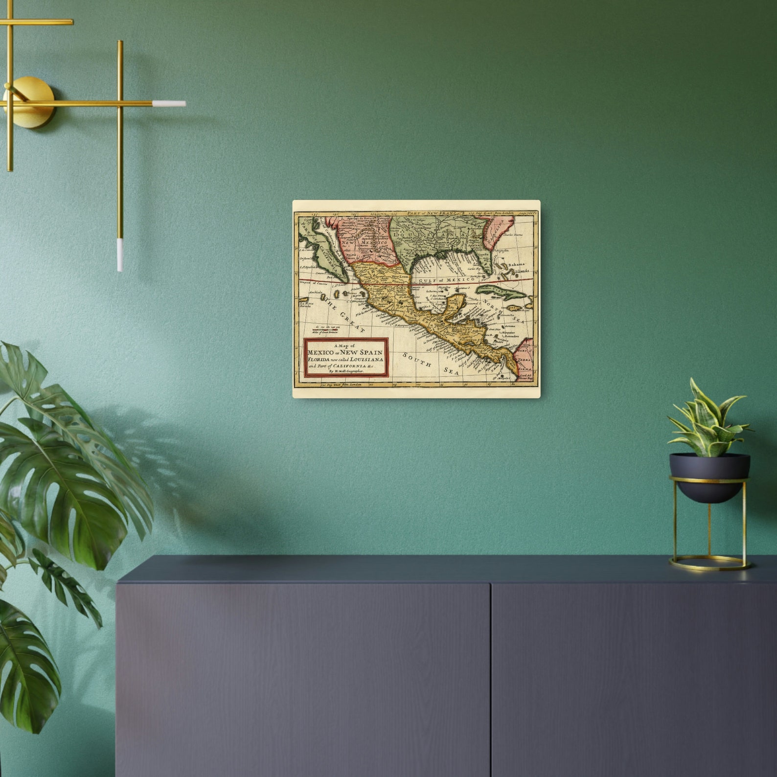 Map of New Spain Wall Art | Old Map of New Spain | Old Map of New ...