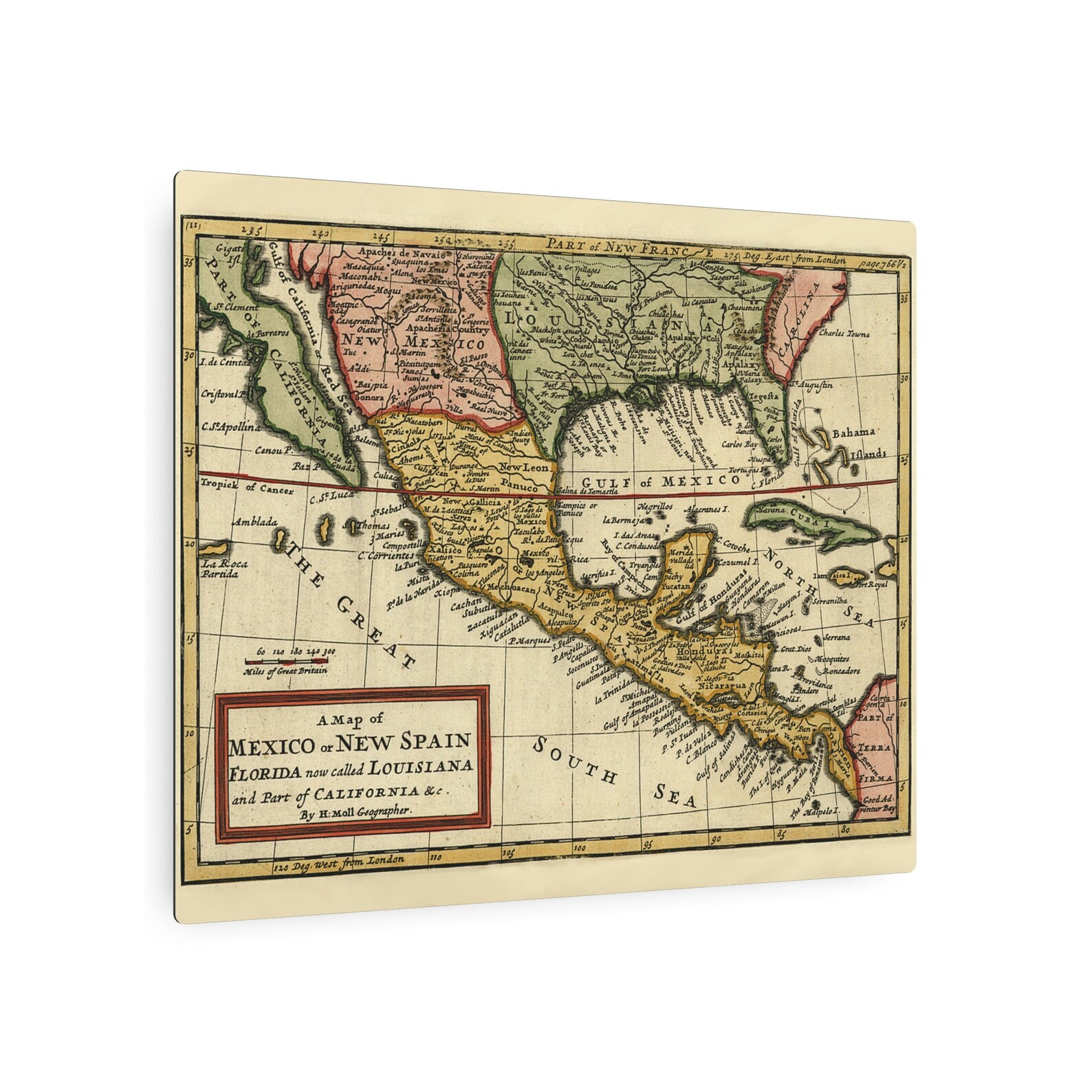 Map of New Spain Wall Art | Old Map of New Spain | Old Map of New ...