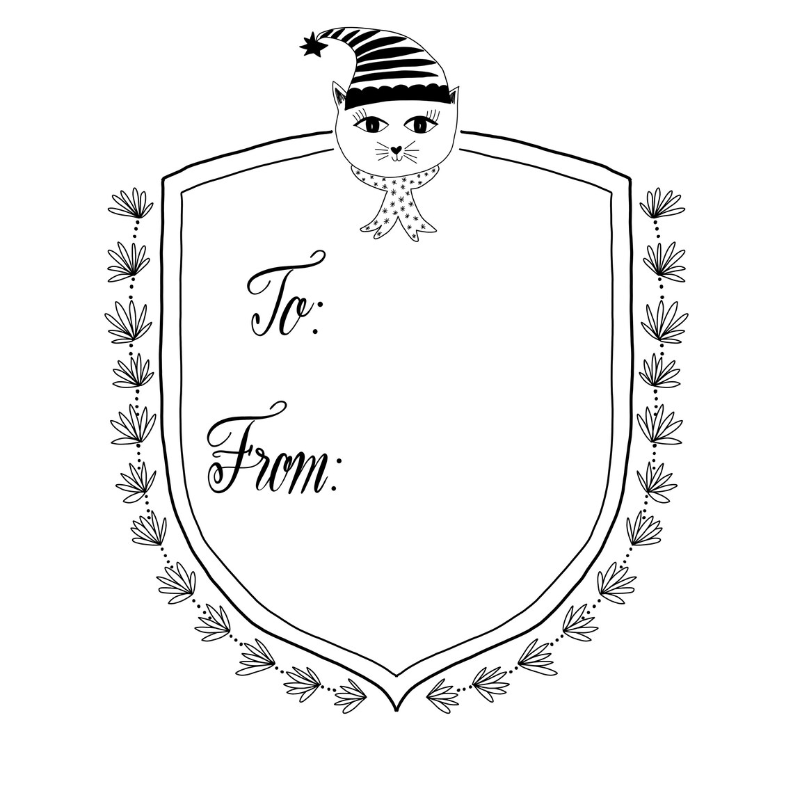 Holiday Cat Crest Monogram Stampcustom Address Stampreturn - Etsy