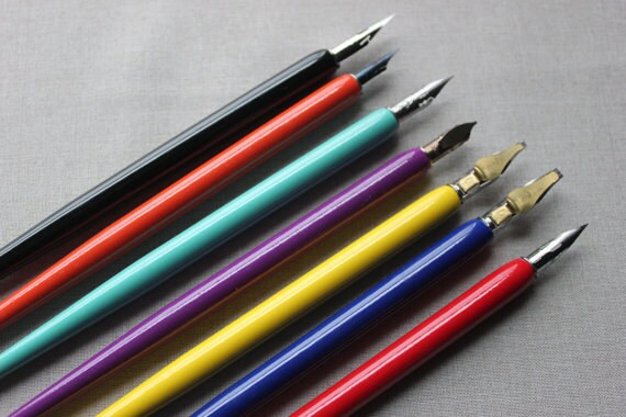 Purple Calligraphy Straight Nib Pen Holder. Wood Finish. Elegant Dip ...