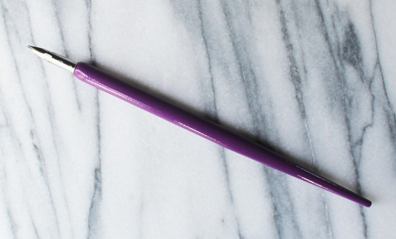 Purple Calligraphy Straight Nib Pen Holder. Wood Finish. Elegant Dip ...