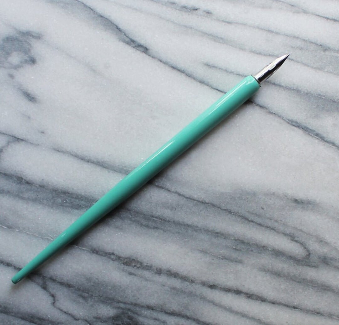 Aqua Calligraphy Straight Nib Pen Holder. Wood Finish. Elegant Dip Pen ...