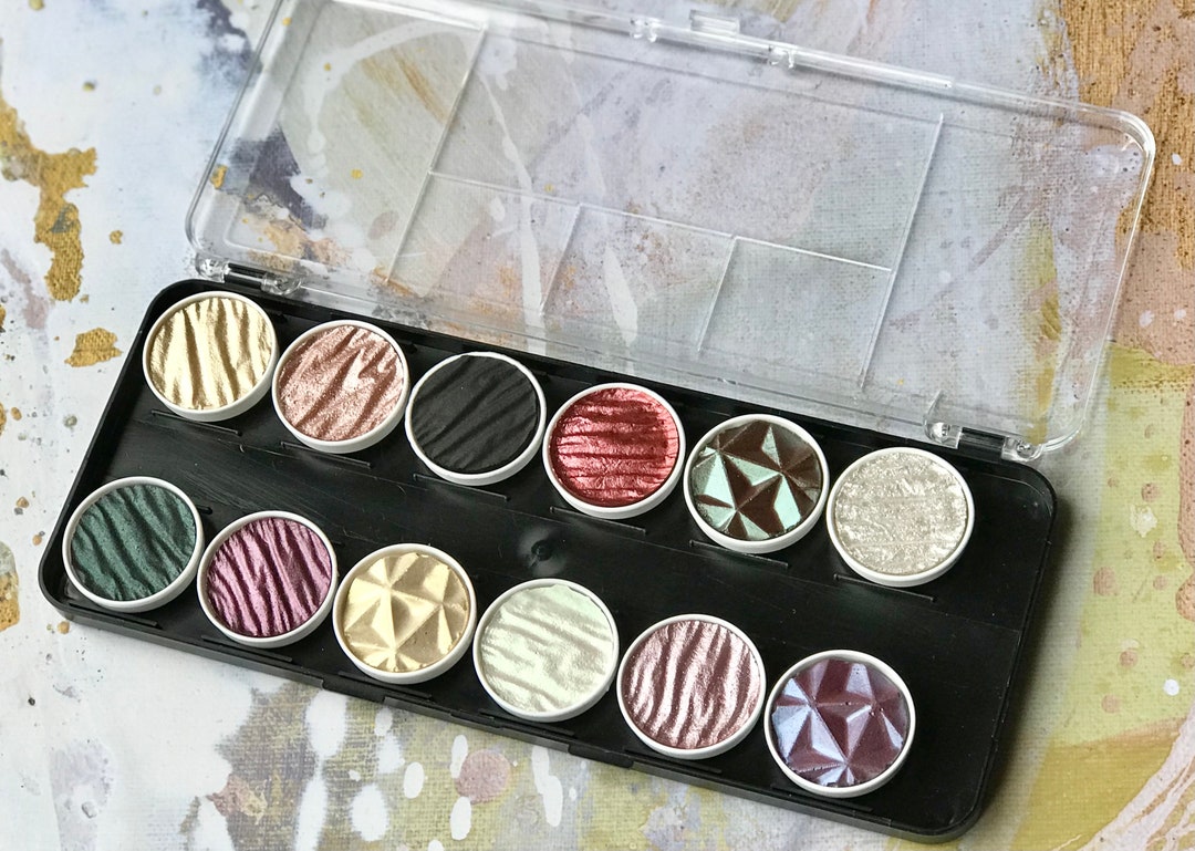 COLIRO Finetec Naomi Metallic Watercolor Pan Set, Calligraphy Ink ...
