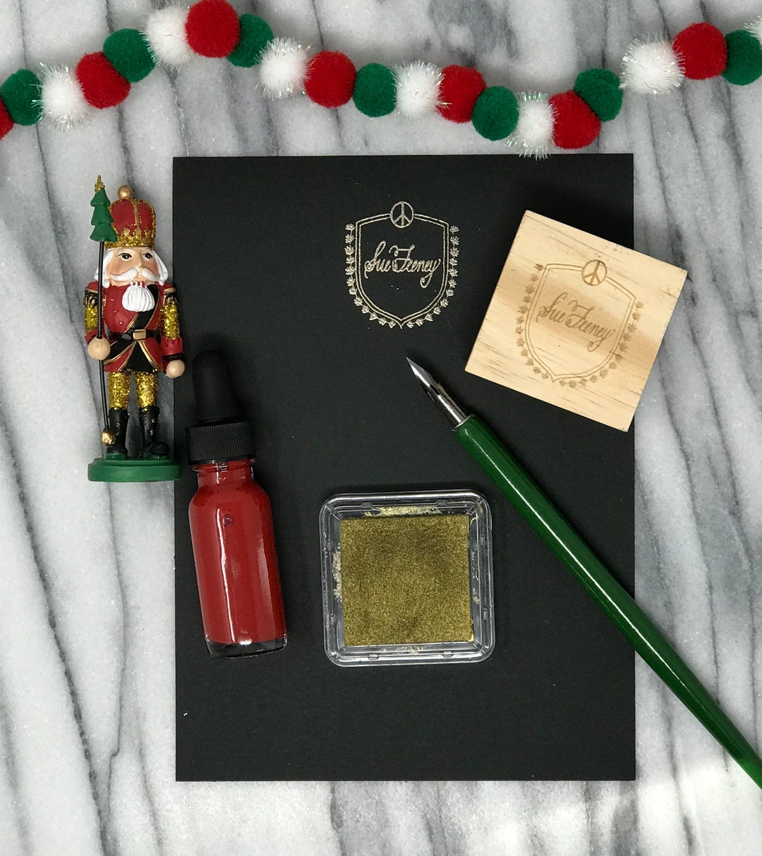 Garland Crest Monogram Stamp,custom Address Stamp,calligraphy,return ...