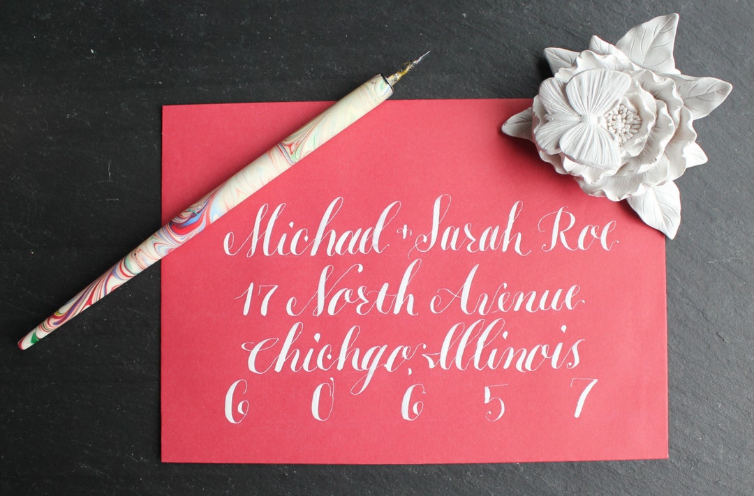 Calligraphy Wedding Invitation, Save the Date Envelope, Custom Modern ...