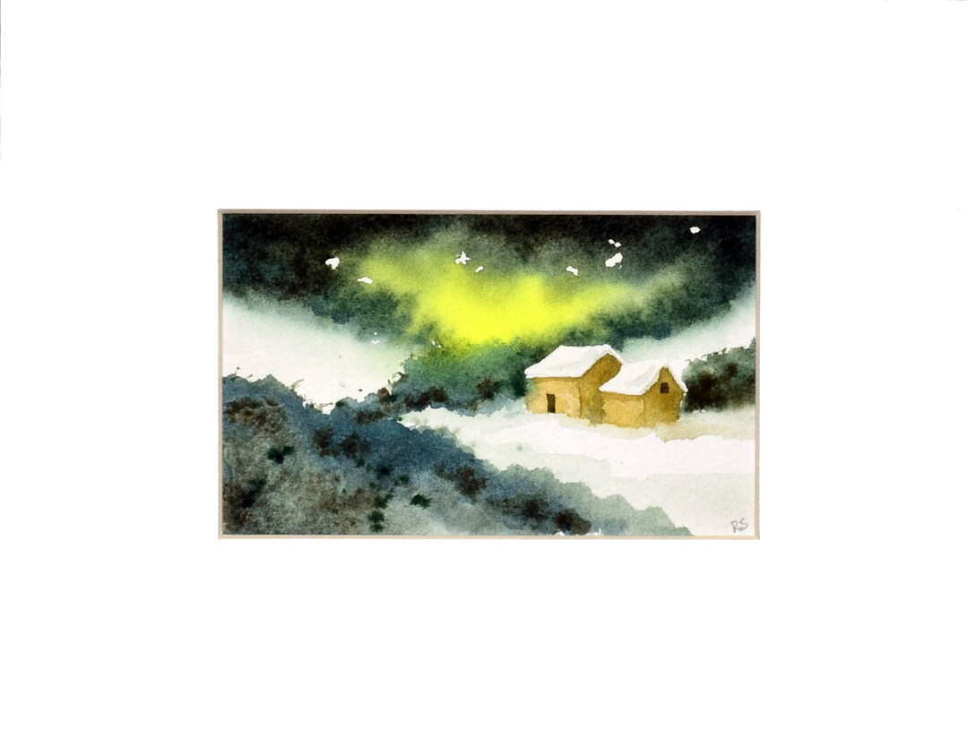 Winter Barn Watercolour Painting: Original Art by Ray Stephenson (5x3 ...