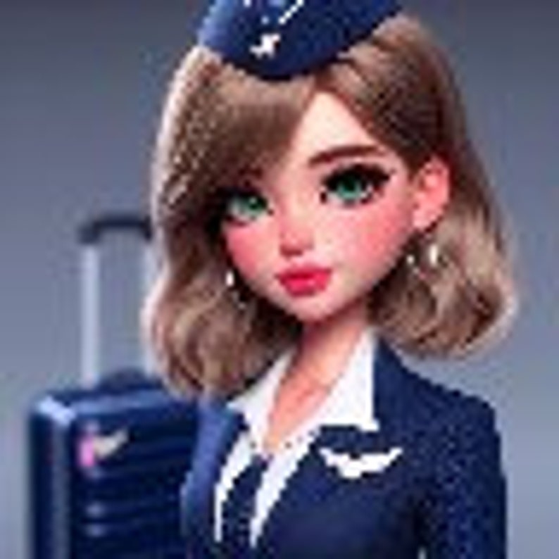 Set of 5 AI Generated Air Hostess, Flight Attendant Digital Images - Etsy