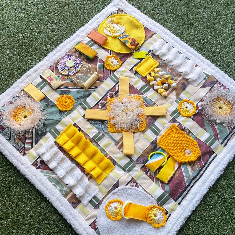Fidget Quilt Tactile Lap Sensory Blanket Alzheimers Dementia Autism Mat ...
