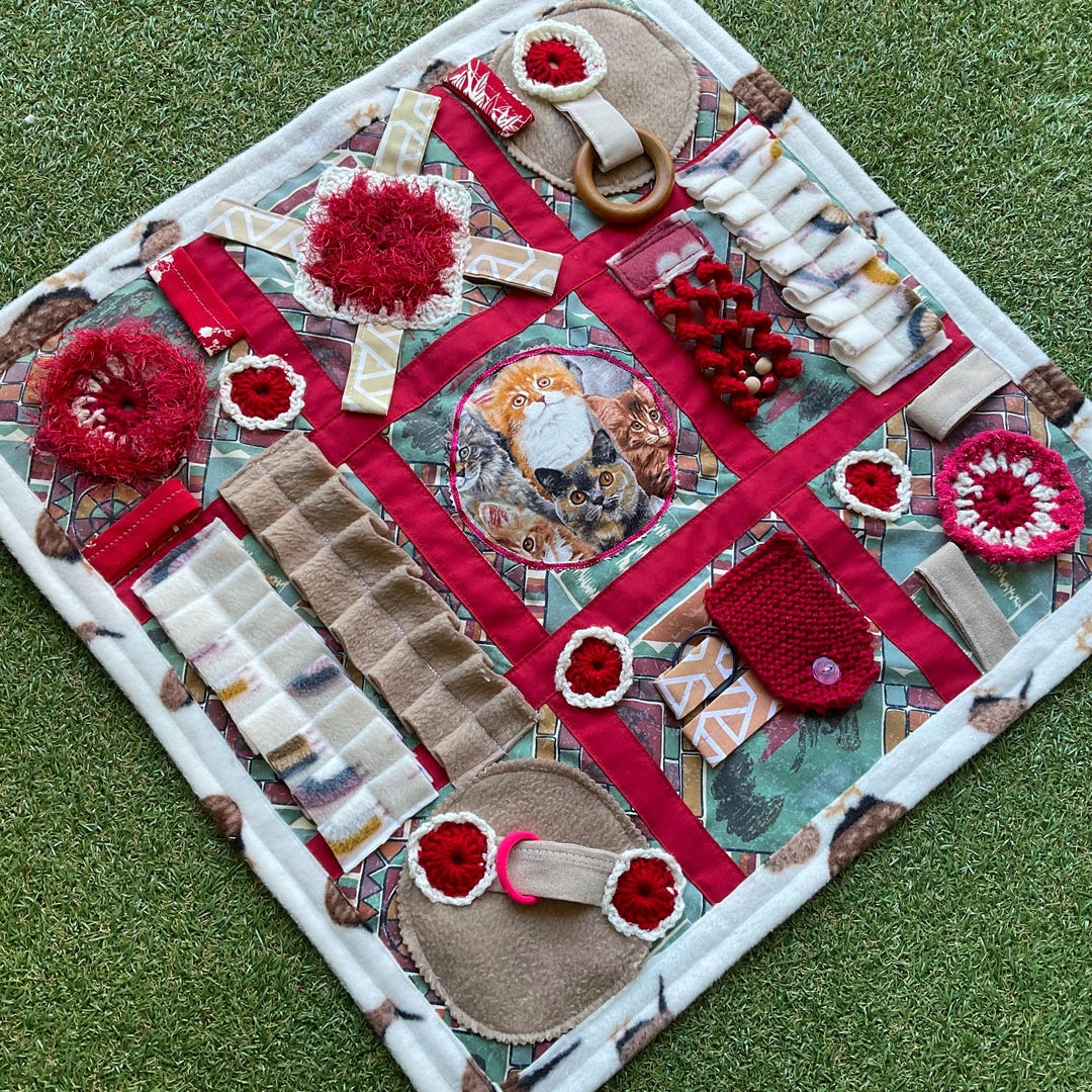 Fidget Quilt Tactile Lap Sensory Blanket Alzheimers Dementia Autism Mat ...