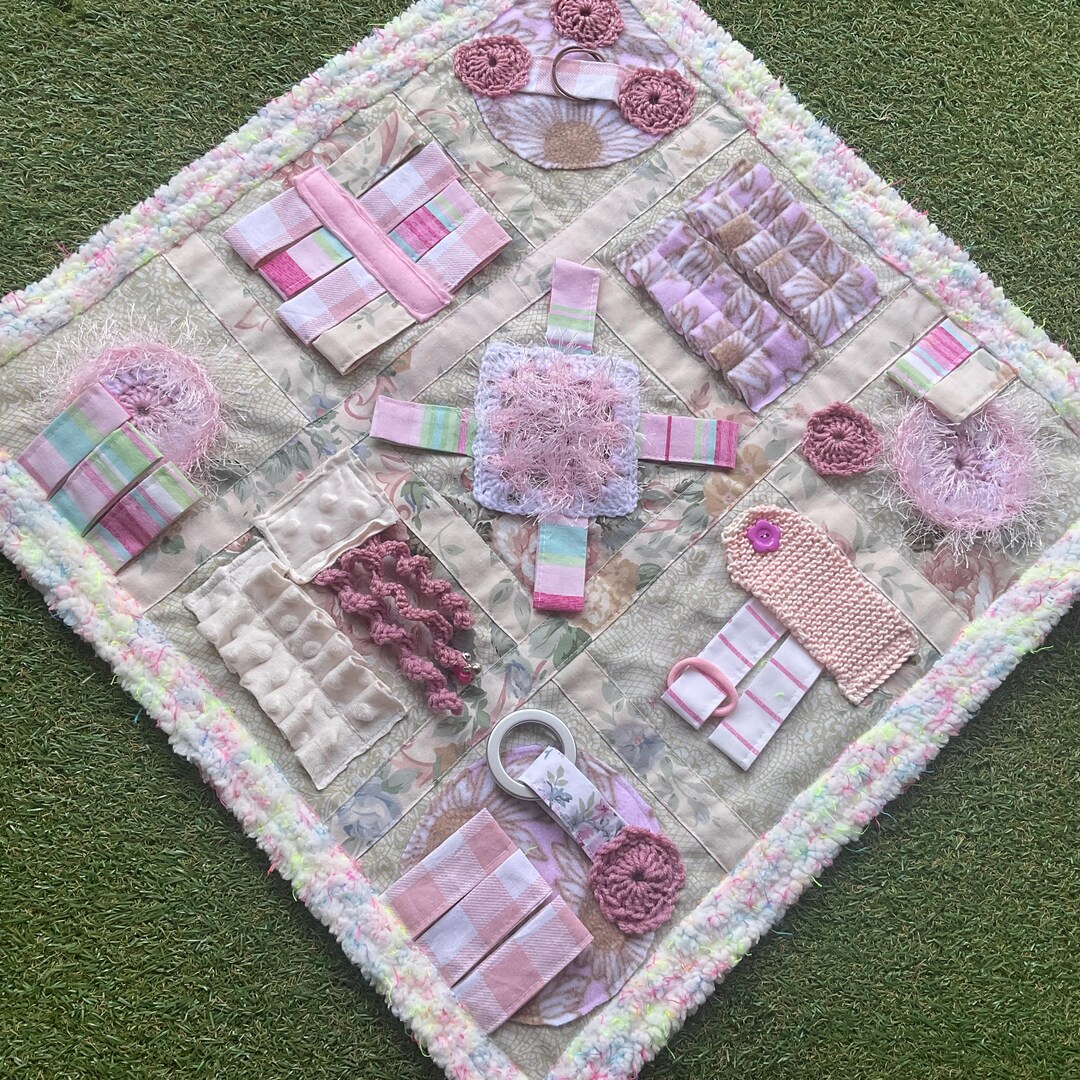 Tactile Lap Blanket Alzheimers Fidget Quilt Sensory Dementia Autism Mat ...