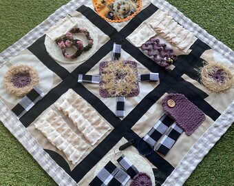 Sensory Quilt Fidget Lap Blanket Dementia Alzheimers Fiddle Autism Mat ...