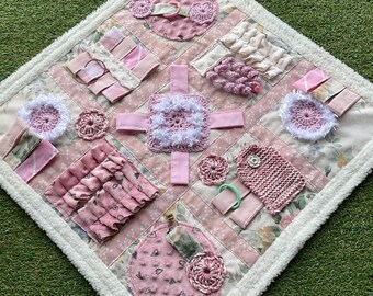 Sensory Quilt Fidget Lap Blanket Dementia Alzheimers Fiddle Autism Mat ...